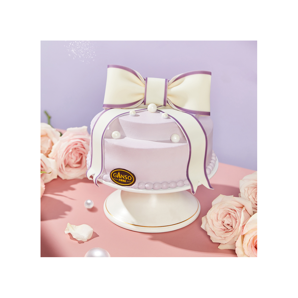 [Ganso Shop] Ribbon Style Double Layer Birthday Fruit Cake