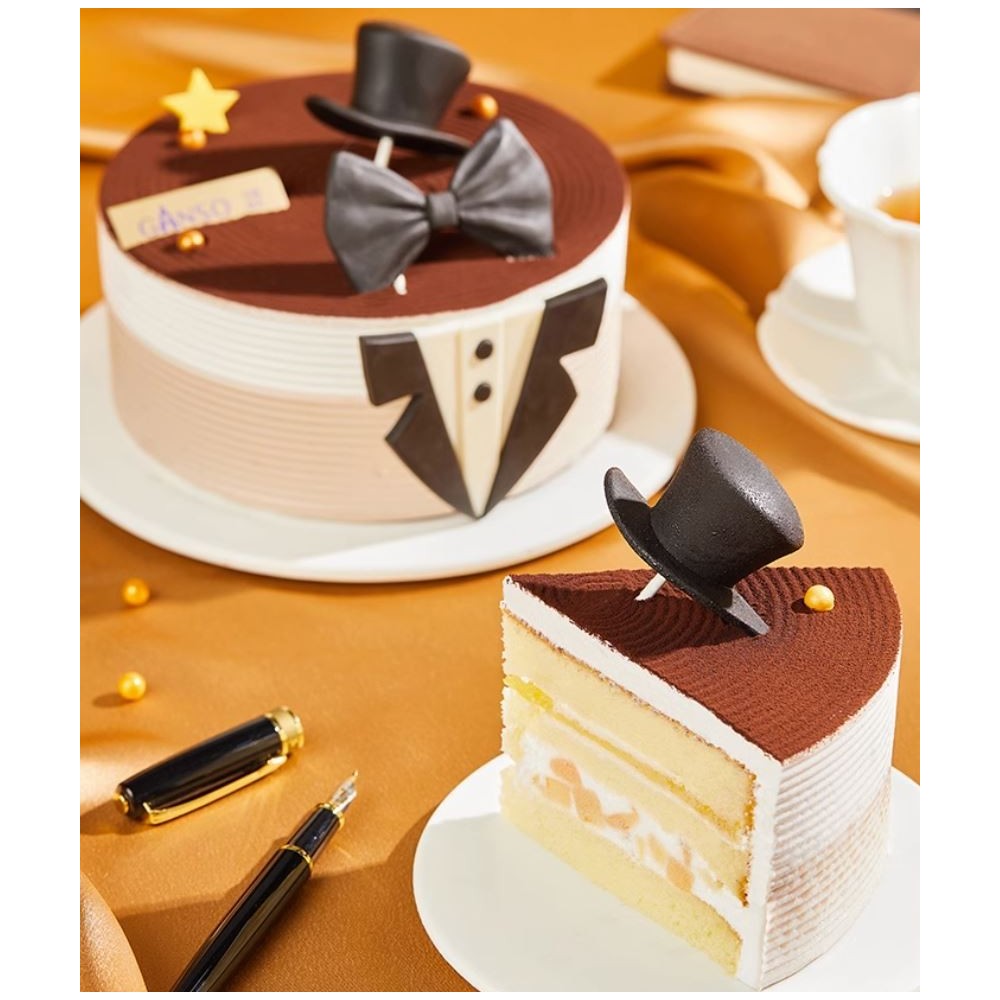 [Ganso Shop] Tie Style Gentleman Chocolate Fruits Cream Birthday Cake
