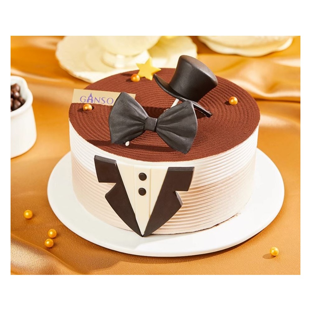 [Ganso Shop] Tie Style Gentleman Chocolate Fruits Cream Birthday Cake