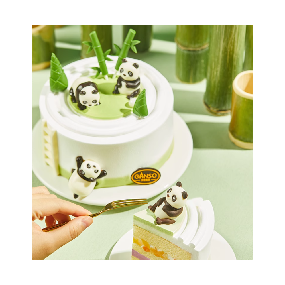 [Ganso Shop] Panda Themed Round Shaped Birthday Cake
